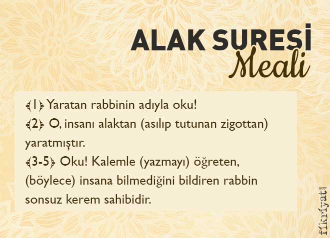 Alak suresi okunuşu ve anlamı nedir? Alak suresinin fazileti hakkında ...