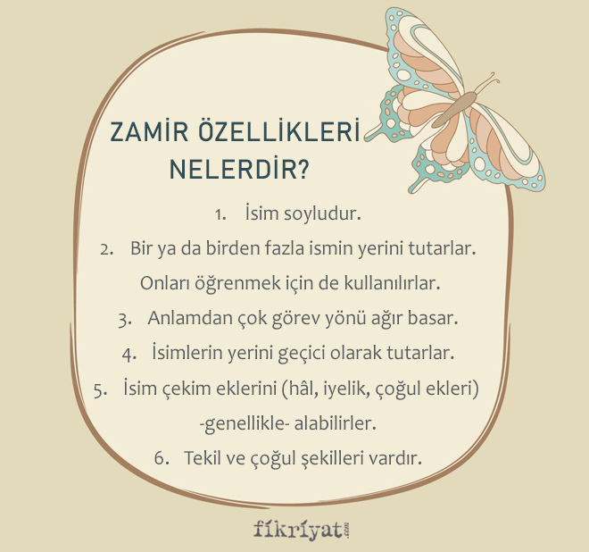 Zamir nedir? Zamir özellikleri ve türleri nelerdir? Zamirler konu ...