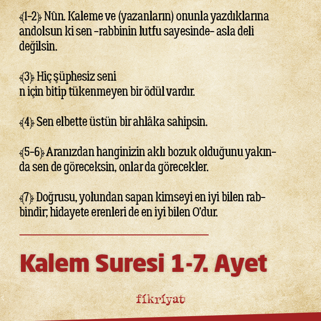 Kalem suresi tefsiri ve meali - Galeri - Fikriyat Gazetesi